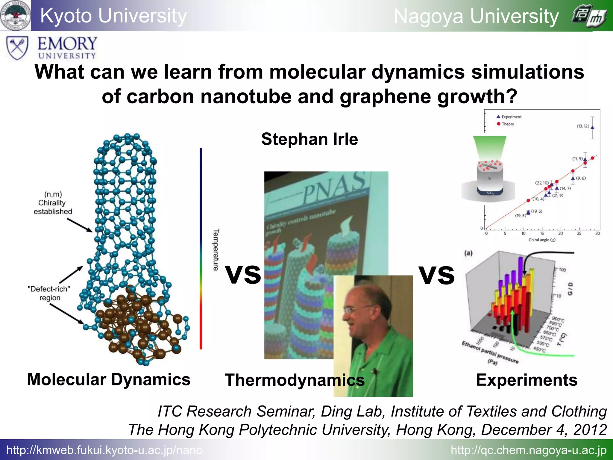 What Can We Learn From Molecular Dynamics Simulations Of Carbon Nanotube And Graphene Growth Pptx