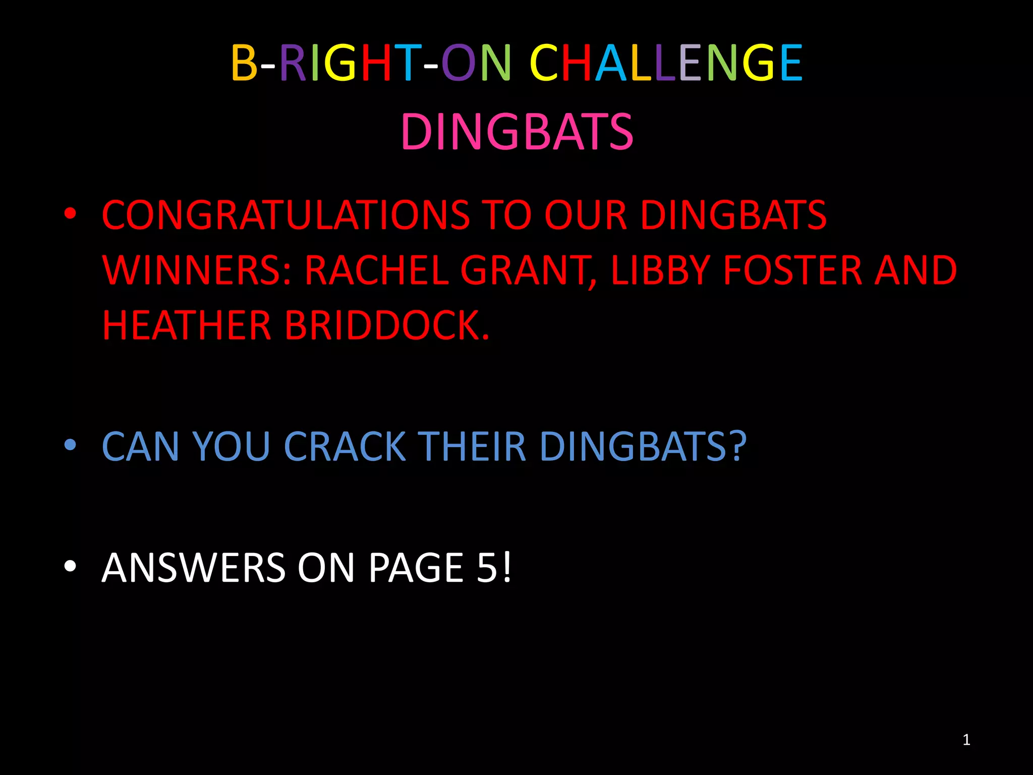 Dingbats winners | PPTX