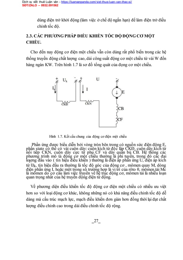 luan van thac si thiet ke he thong dieu khien dong co mot chieu | PDF