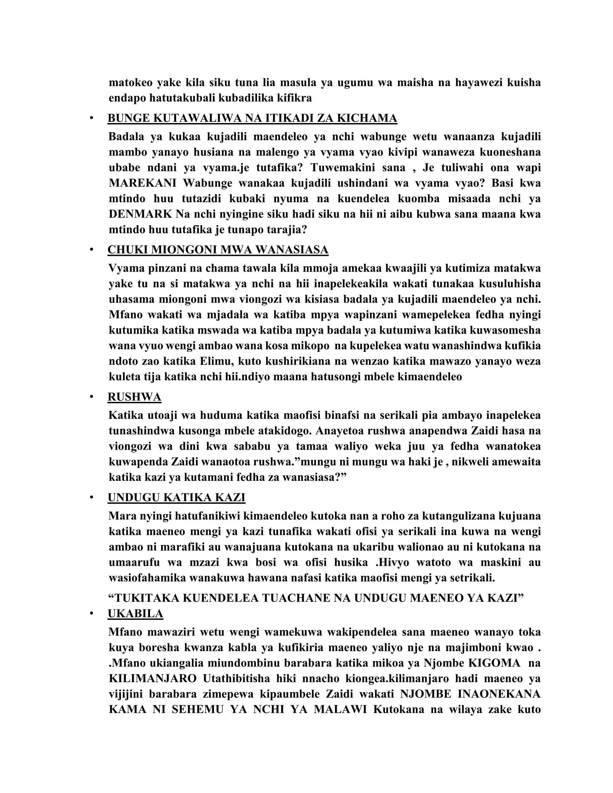 DINI NA SIASA ZINAVYO IMALIZA TANZANIA | PDF