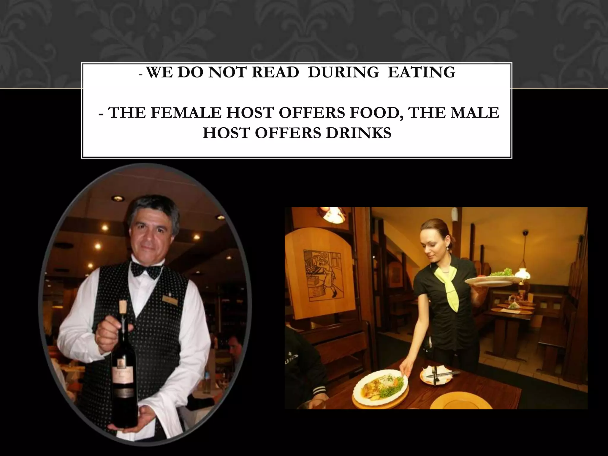 Dining etiquette | PPTX | Dining Out | Food & Drink