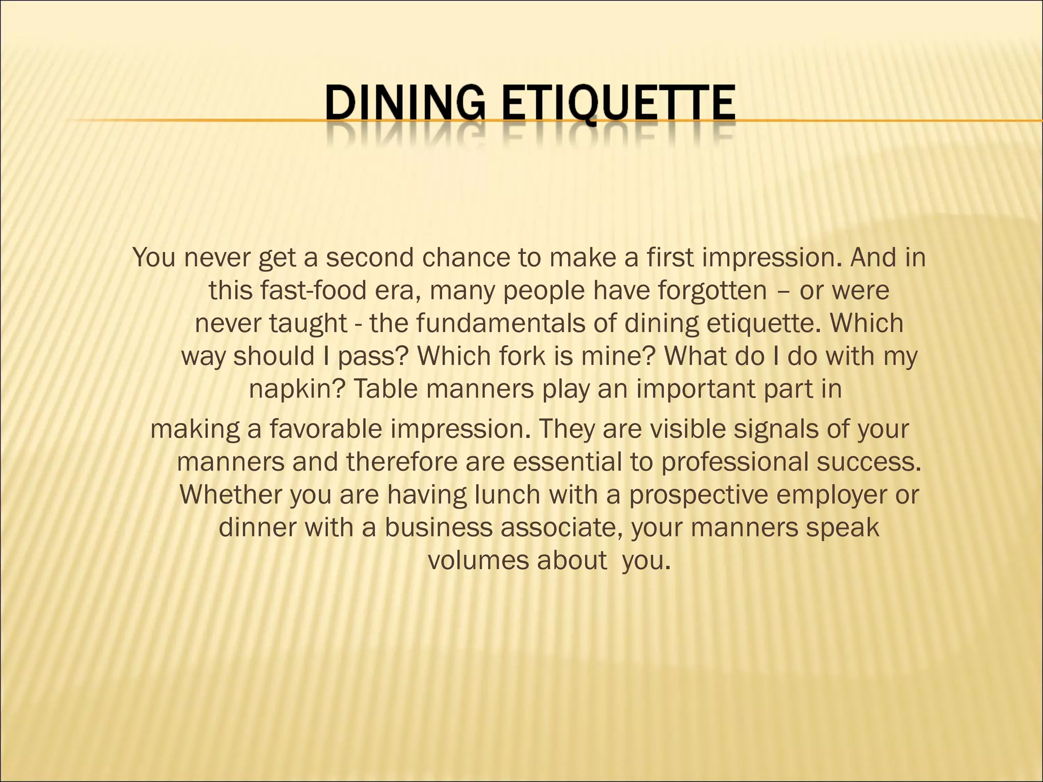 Dining etiquette | PPT