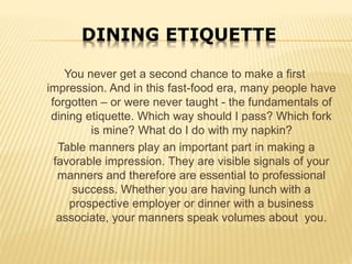 Dining etiquette | PPTX
