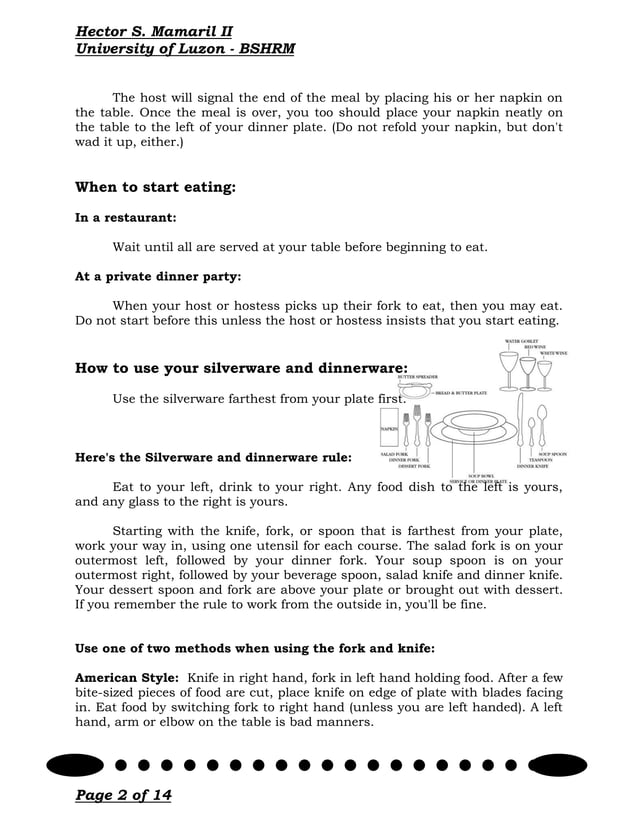 Dining etiquette guide | PDF
