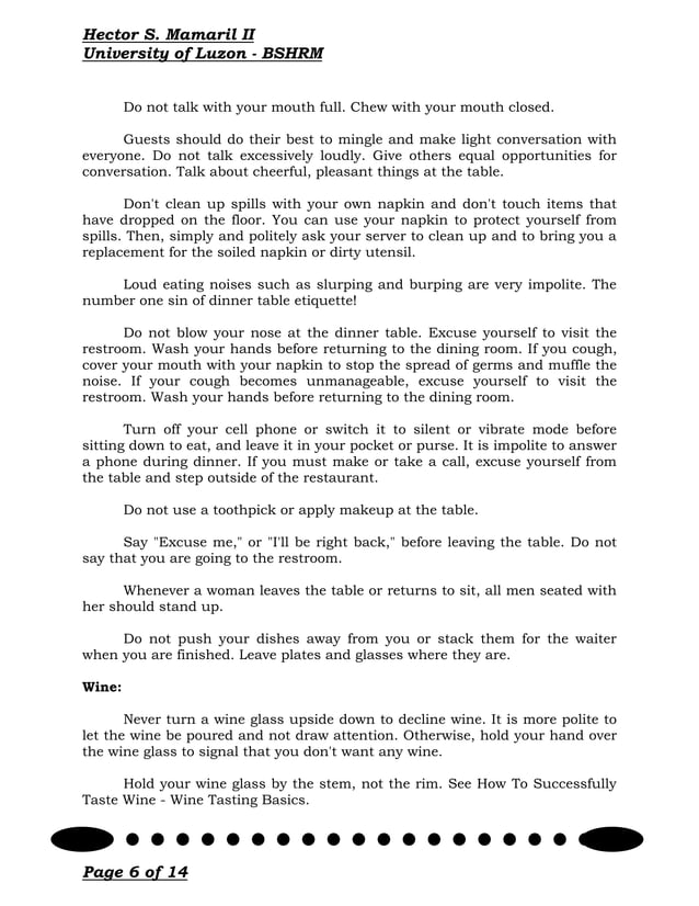 Dining etiquette guide | PDF