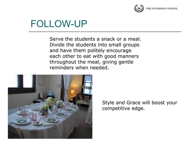 Dining Etiquettes - The Sovereign School, Rohini - Delhi | PPT