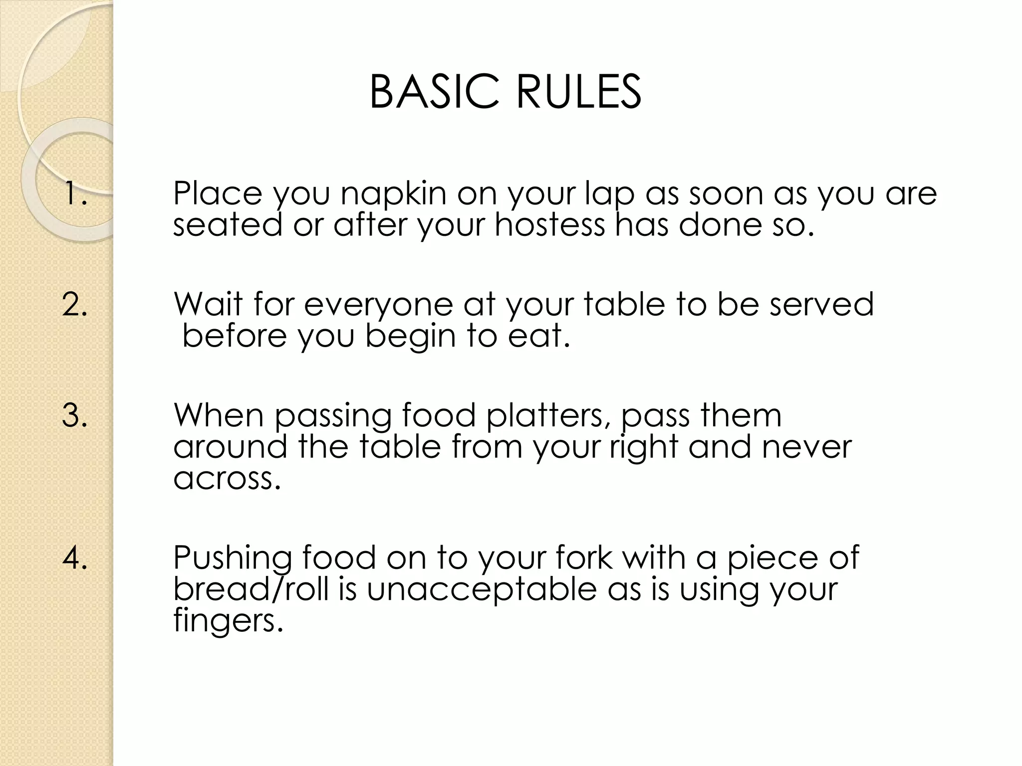 Dining etiquettes | PPT