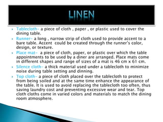 Dining room preparation | PPTX