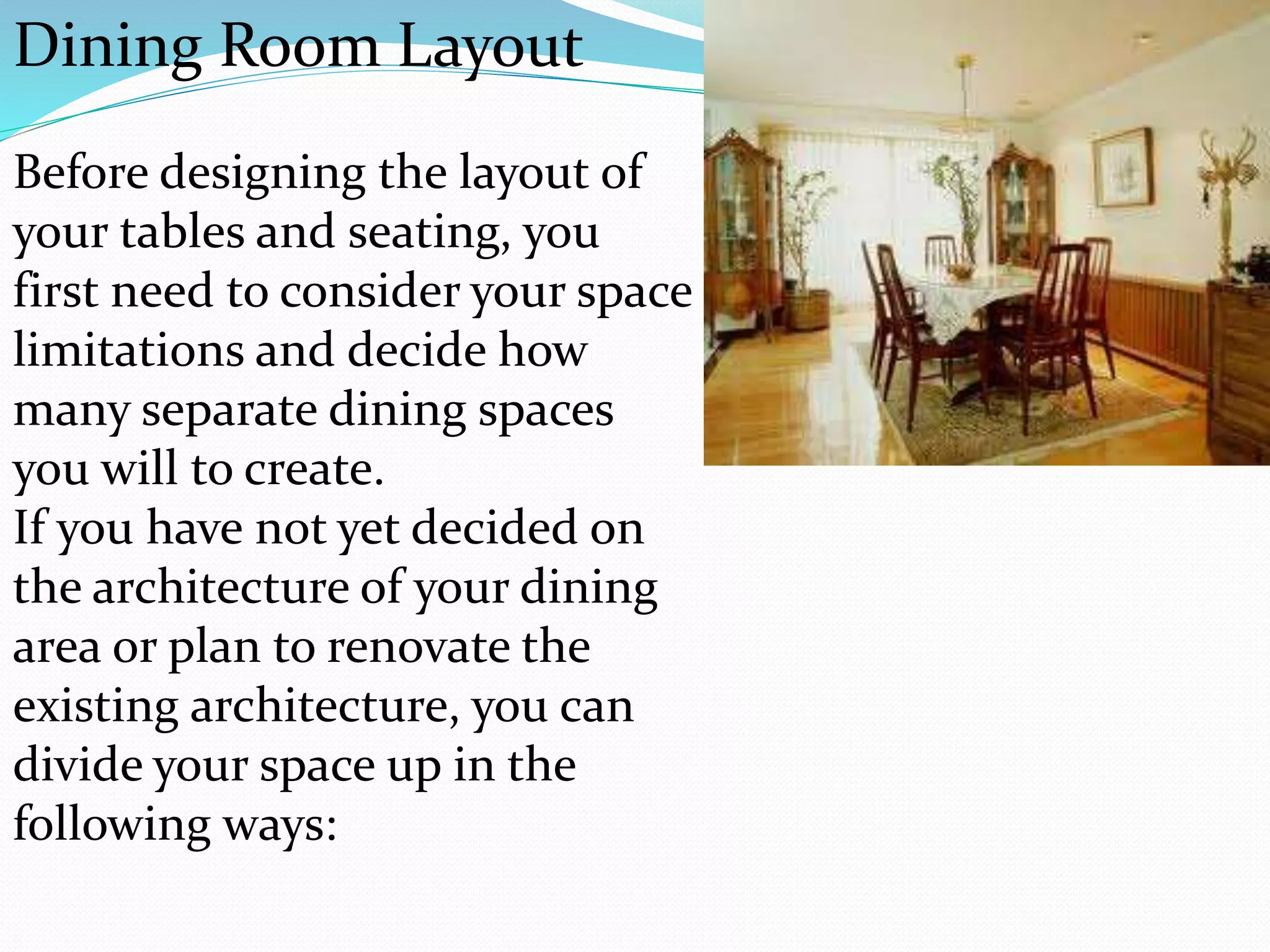 Dining room layout | PPTX