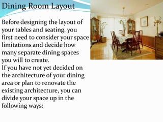 Dining room layout | PPTX