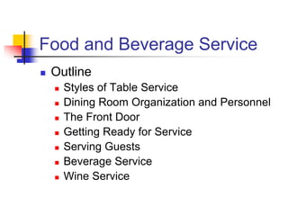 Dining room service | PPTX