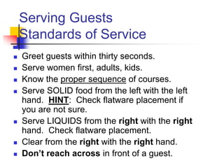 Dining Room Service Standards