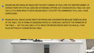 A GUIDE ON DINING ROOM TABLE MATERIALS, SHAPES AND STYLES | PPT