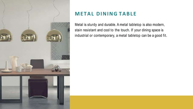 A GUIDE ON DINING ROOM TABLE MATERIALS, SHAPES AND STYLES | PPT