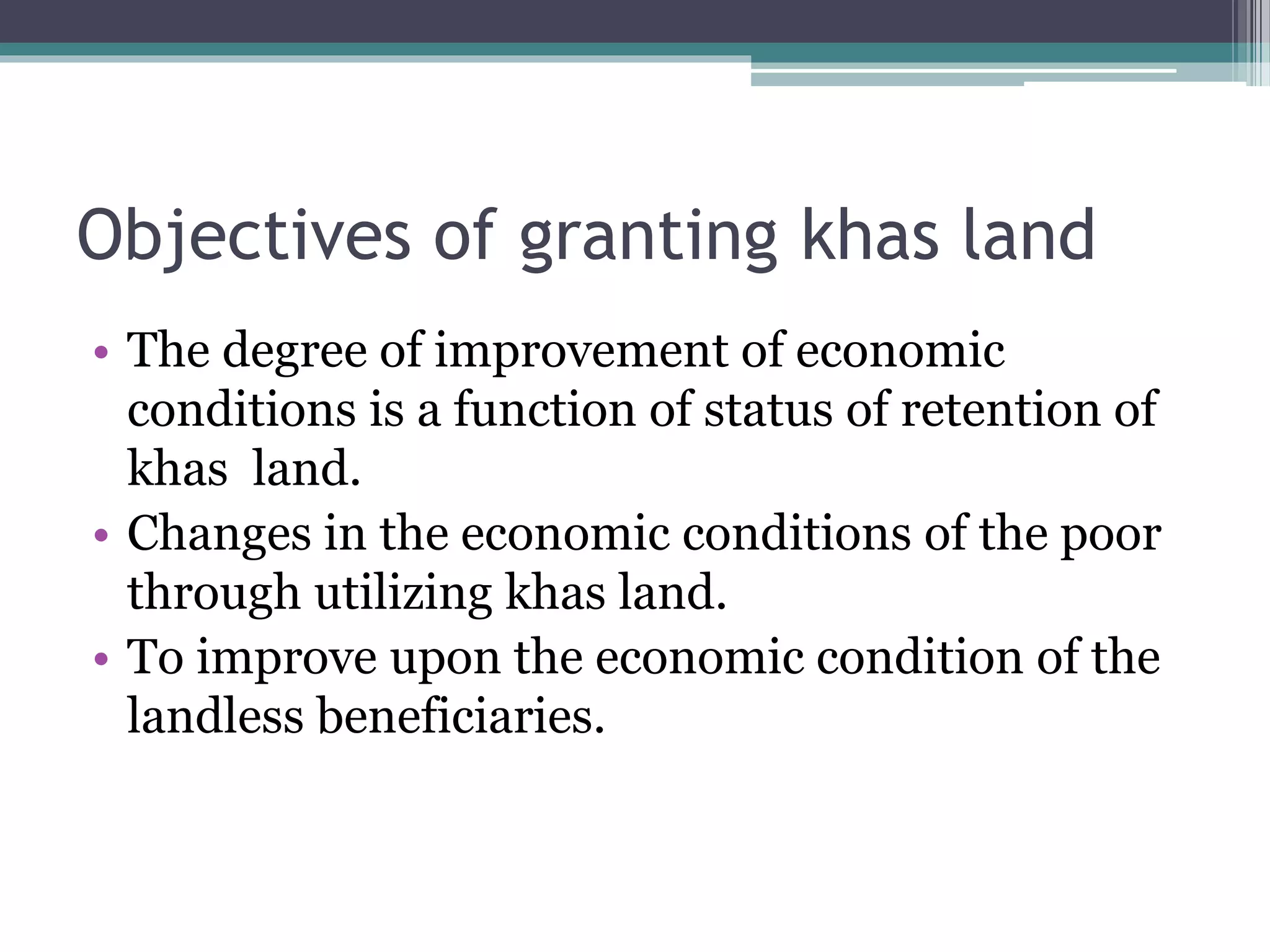 settlement of khas land | PPTX