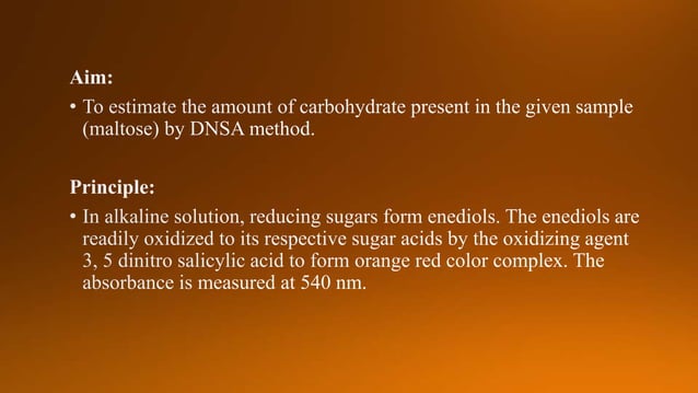 Dinitro salicylic acid (DNSA) method | PPTX