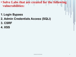 Solving Labs for Common Web Vulnerabilities | PPTX