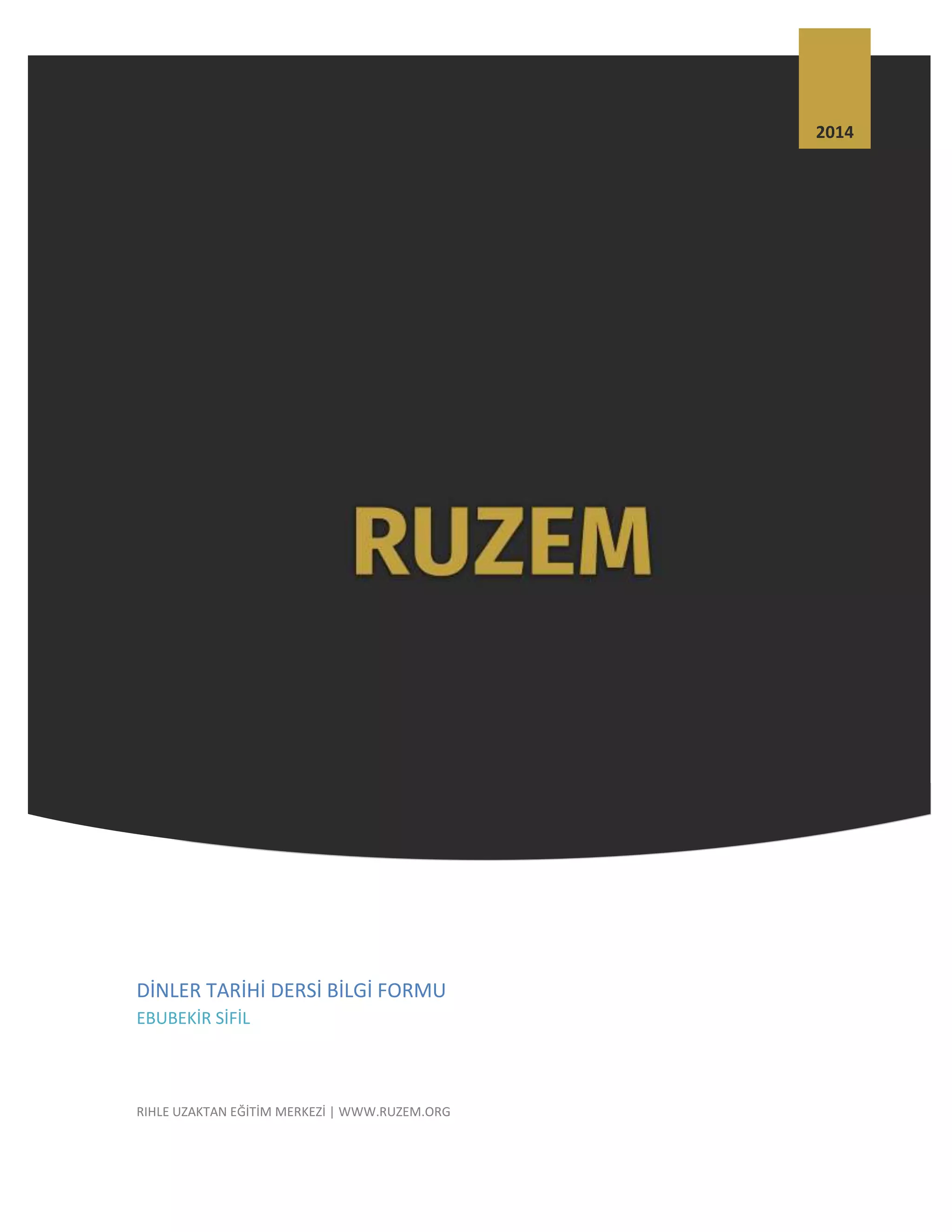 RUZEM- Dinler Tarihi Dersi - Ders Bilgi Formu | DOCX