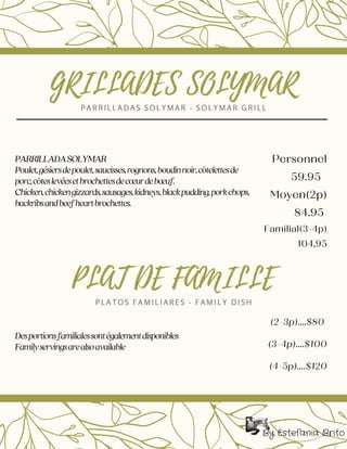 MENU RESTAURANT SOLYMAR LAVAL | PDF