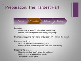 Planning a Dinner Party for Four | PPTX