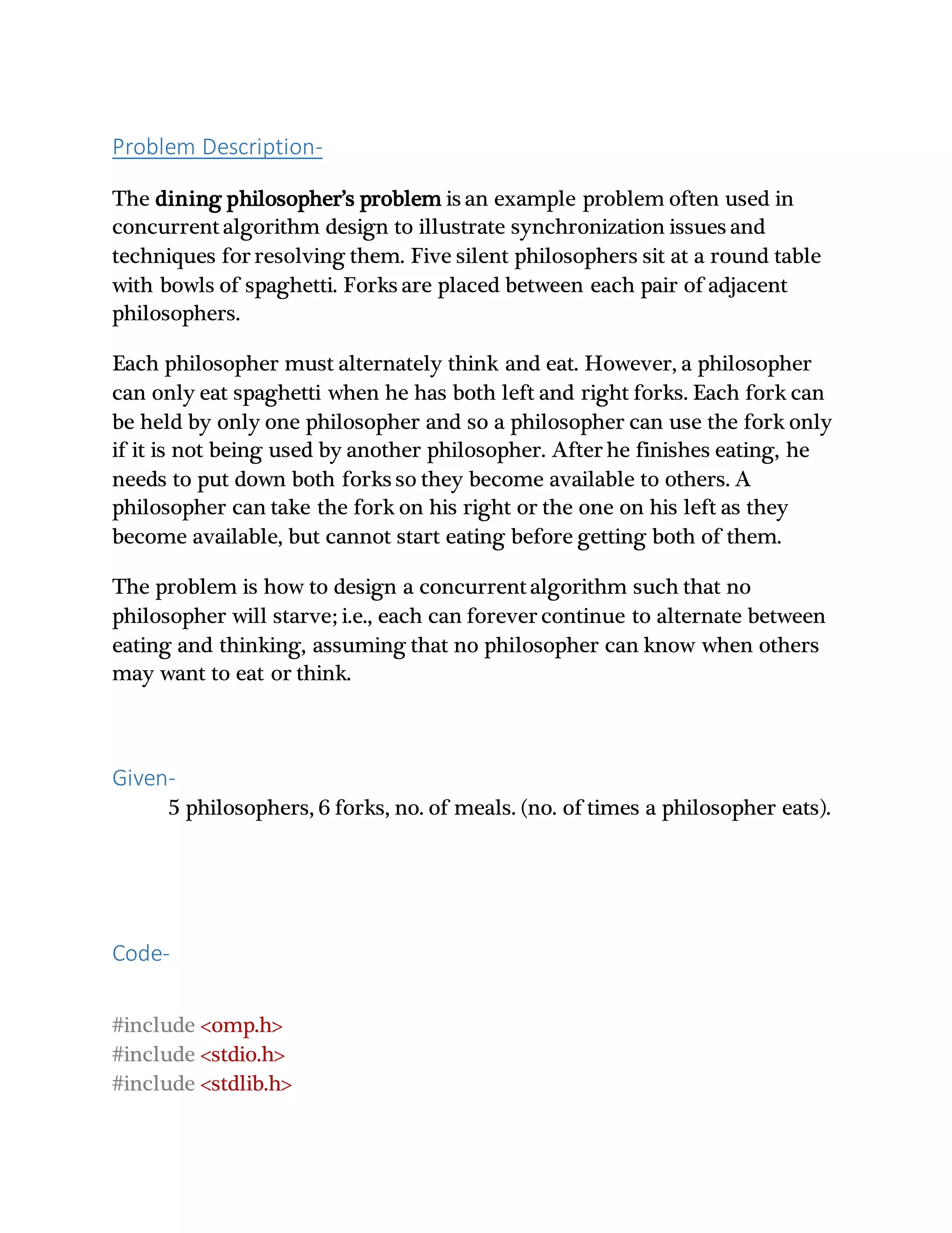 Dinning philosopher | DOCX