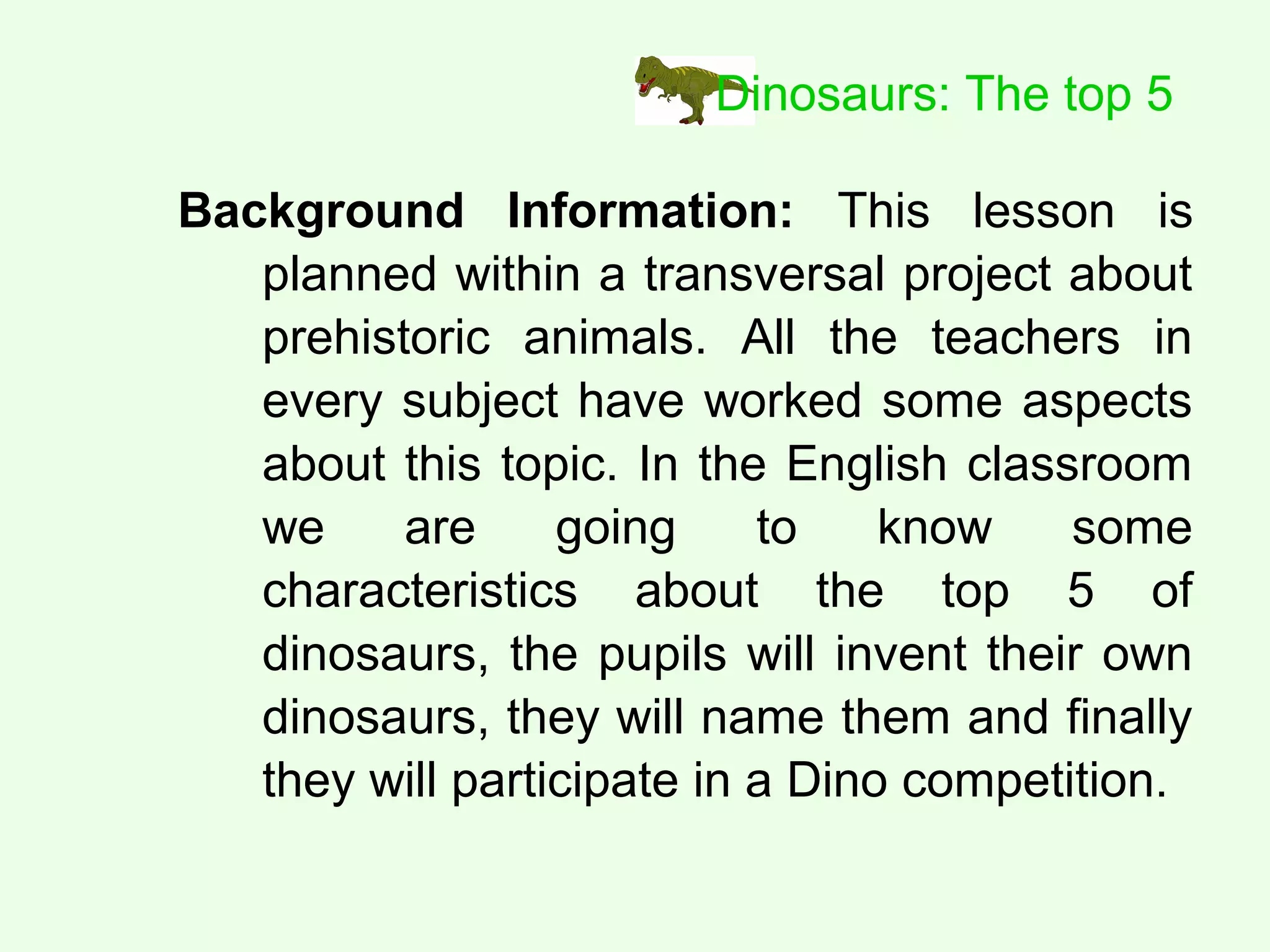 Dino lesson plan_ppt | PPT