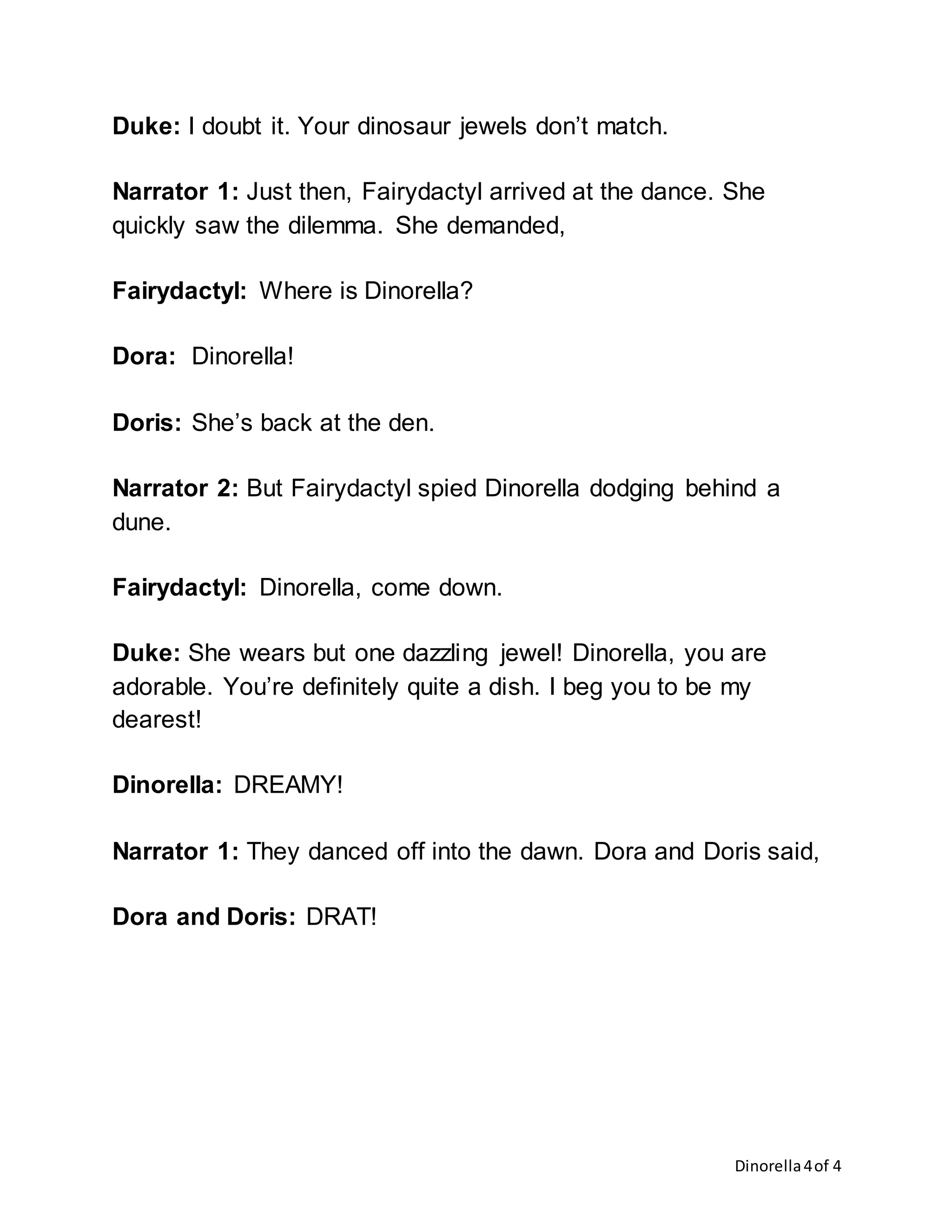 Dinorella Reader's Theater Script | DOCX