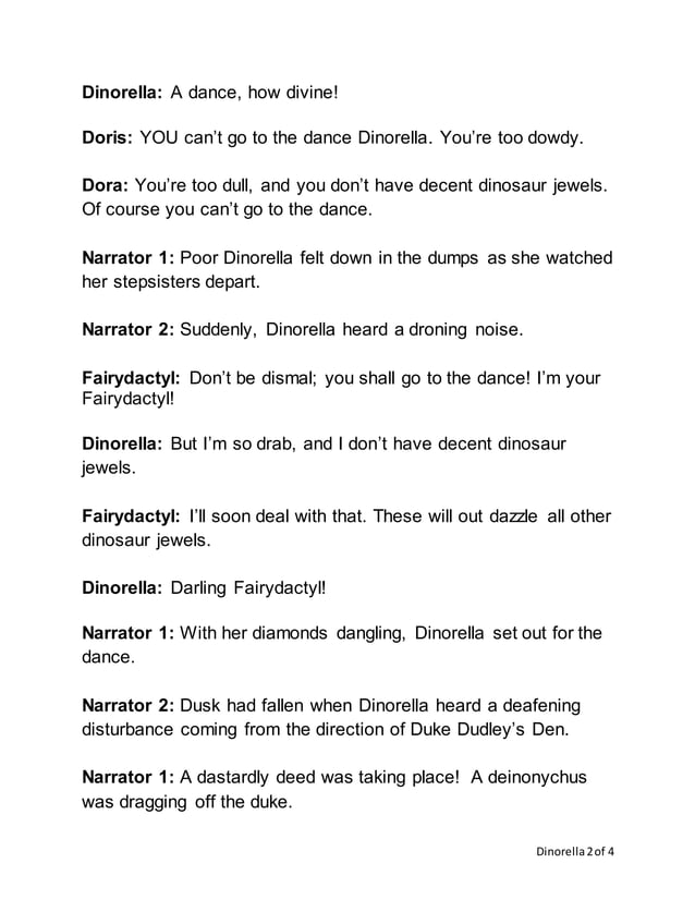 Dinorella Reader's Theater Script | DOCX | Fantasy | Genres