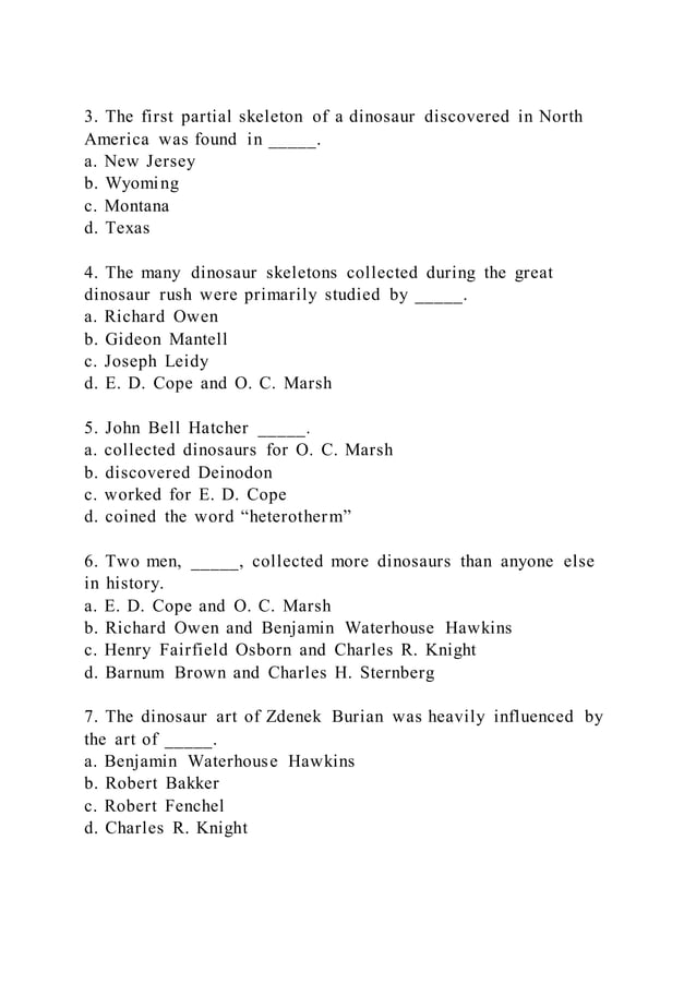 Dinosaur anatomy and systematics -Part 2Directions For this la | DOCX ...