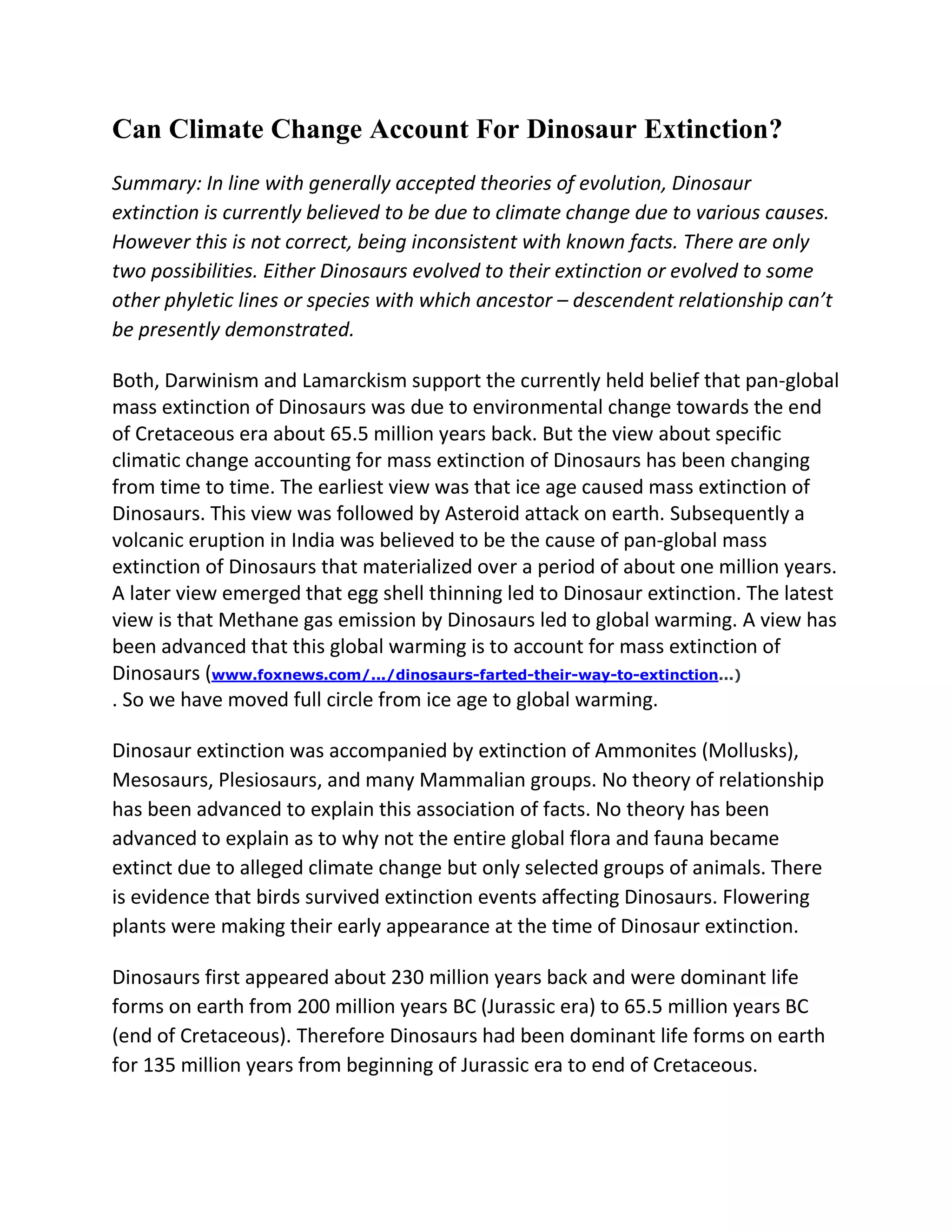 Dinosaur extinction | DOCX