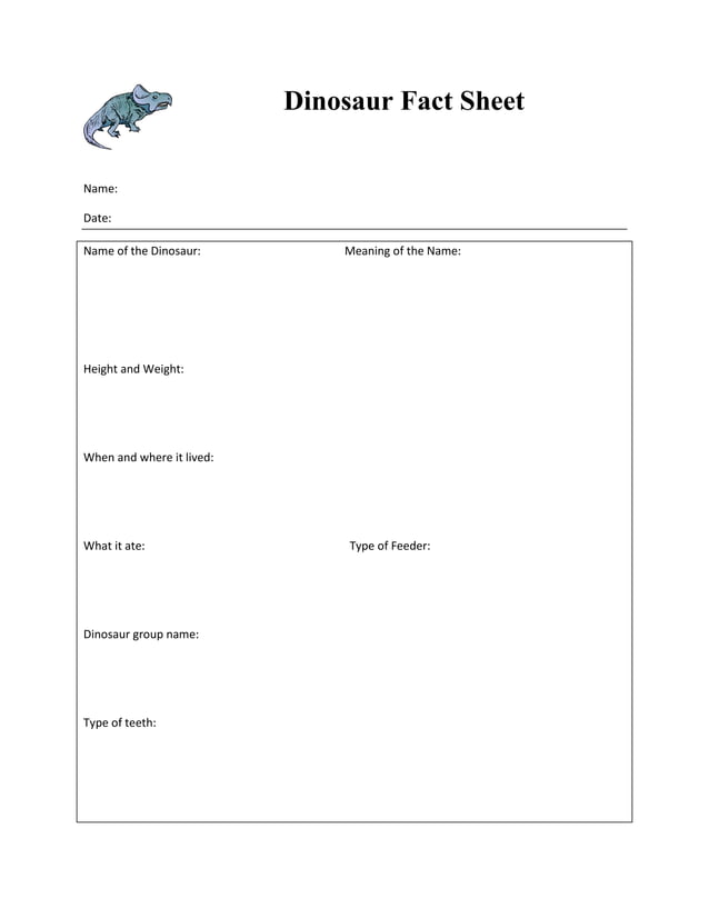 Dinosaur factsheet | DOCX | Reptiles | Pets