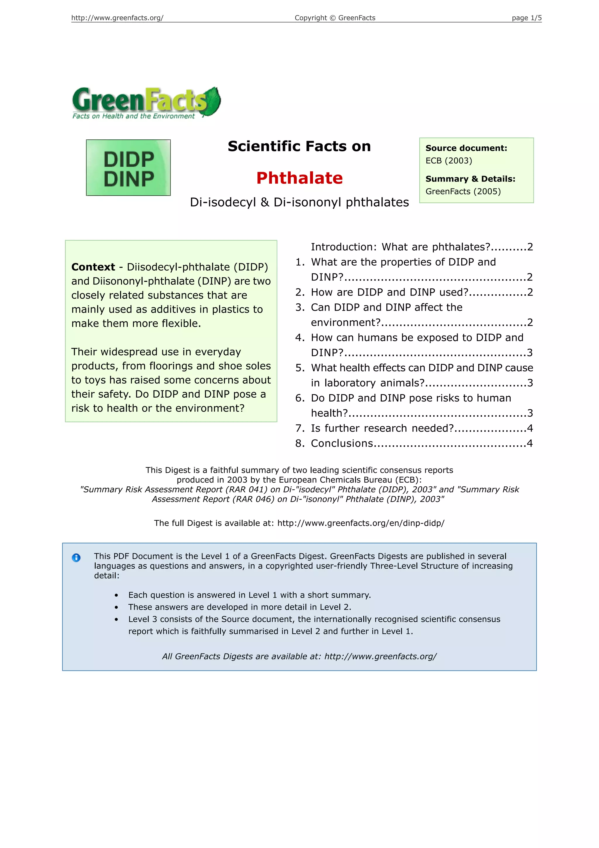 Phthalate Di-isodecyl & Di-isononyl phthalates | PDF