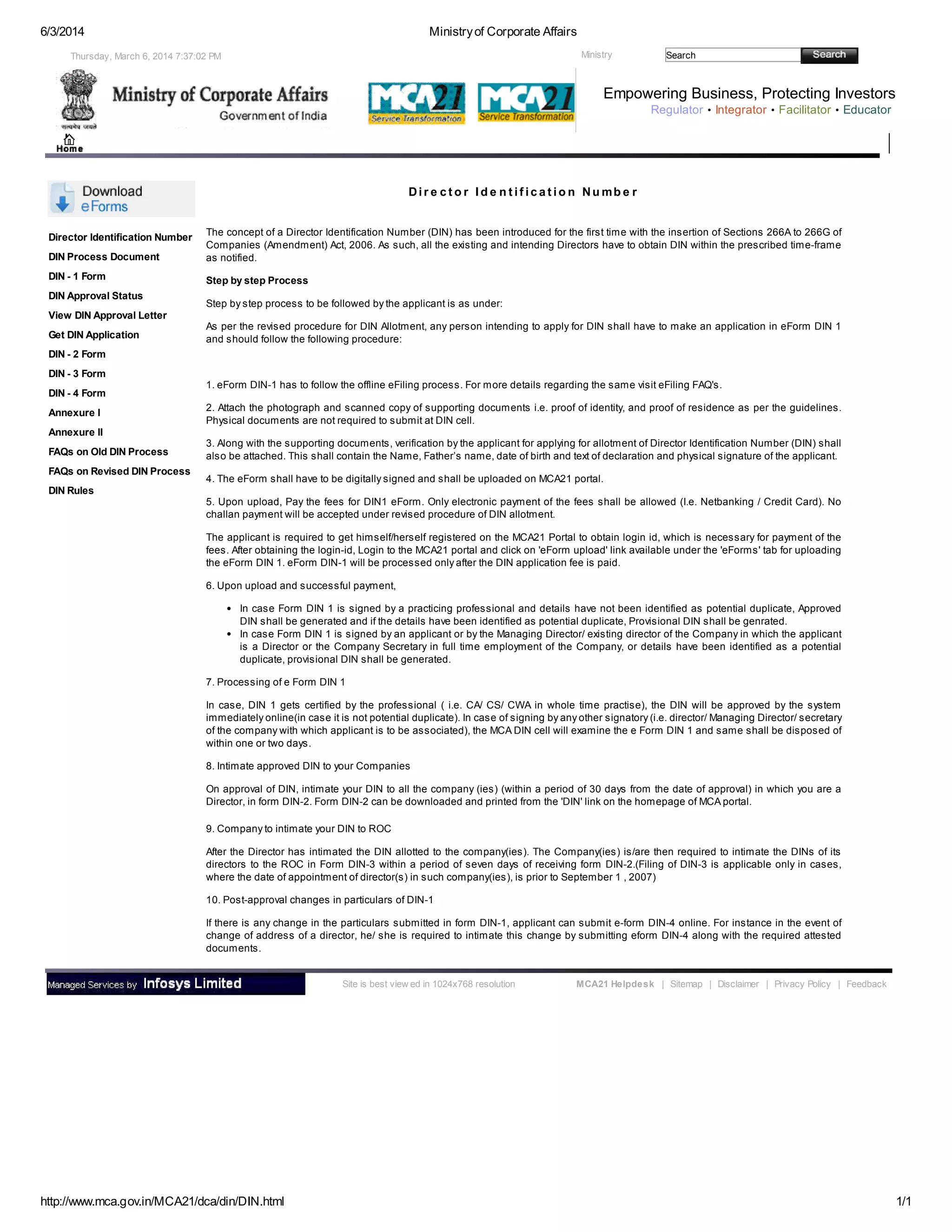 Director Identification Number - Process | PDF