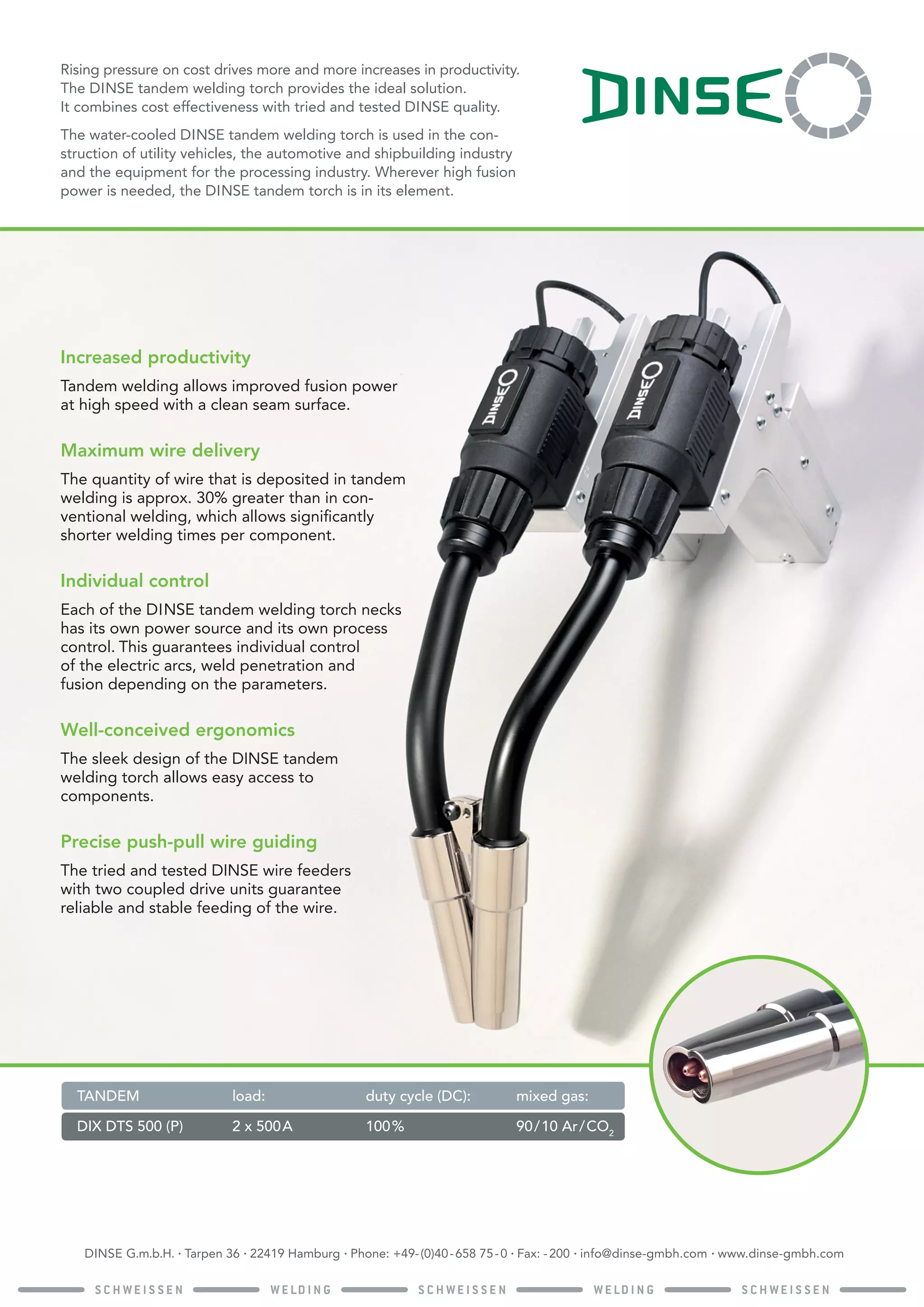 Dinse Tandem Torch Brochure | PDF