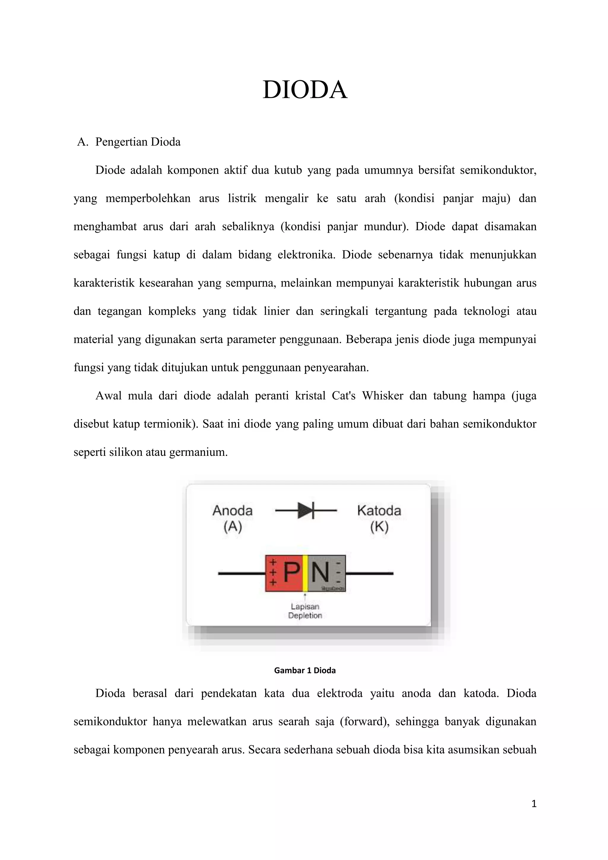 Dioda pengertian dioda simbol karakteristik dioda | PDF