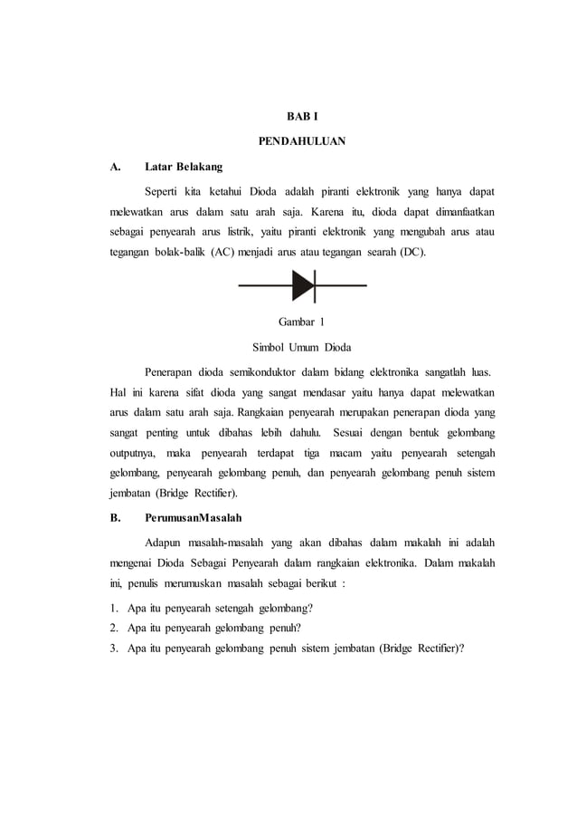 Makalah Dioda sebagai penyearah | DOCX
