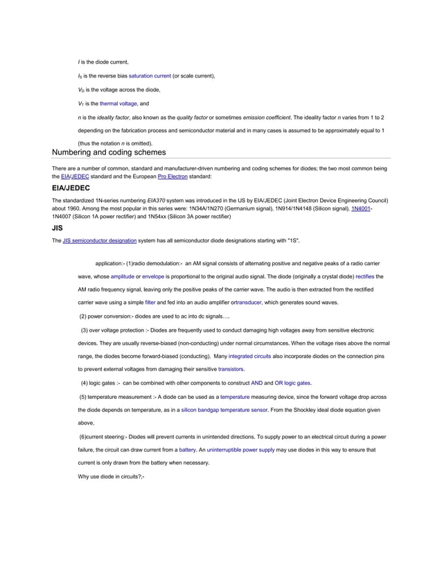 Diode data sheet for alarm type project | PDF