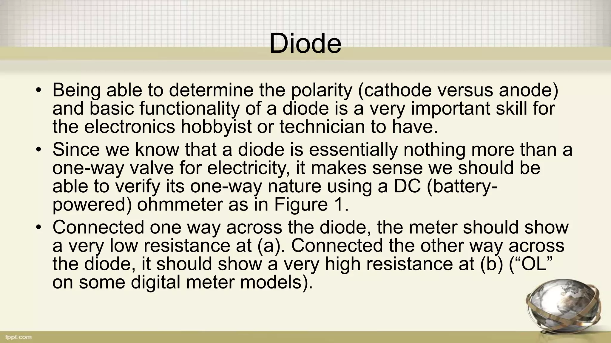 Diode and transistor test | PPTX