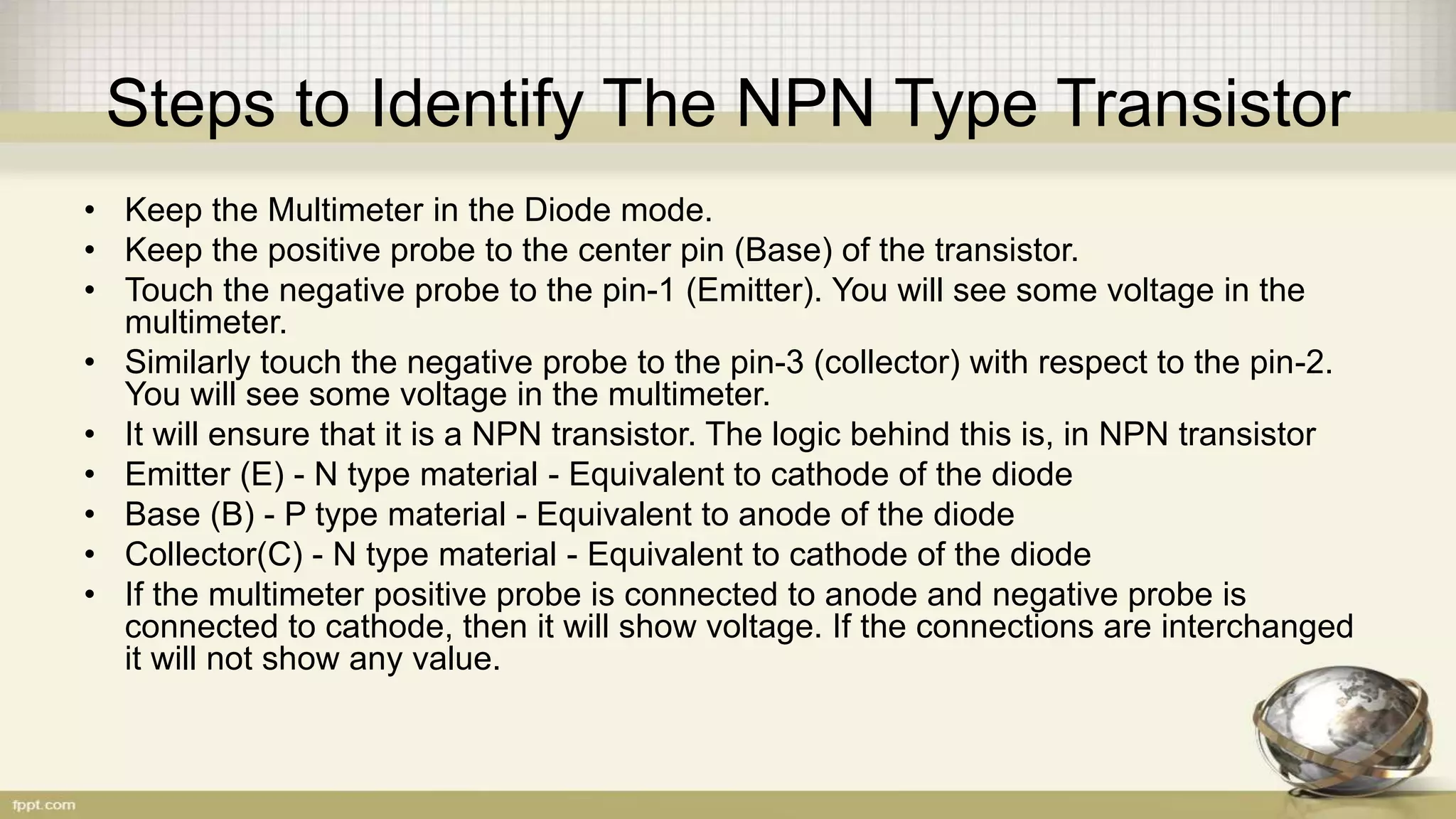 Diode and transistor test | PPTX