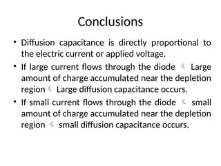 Diode Diffusion Capacitance derivation and analysis | PPTX