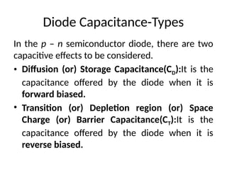 Diode Diffusion Capacitance derivation and analysis | PPTX