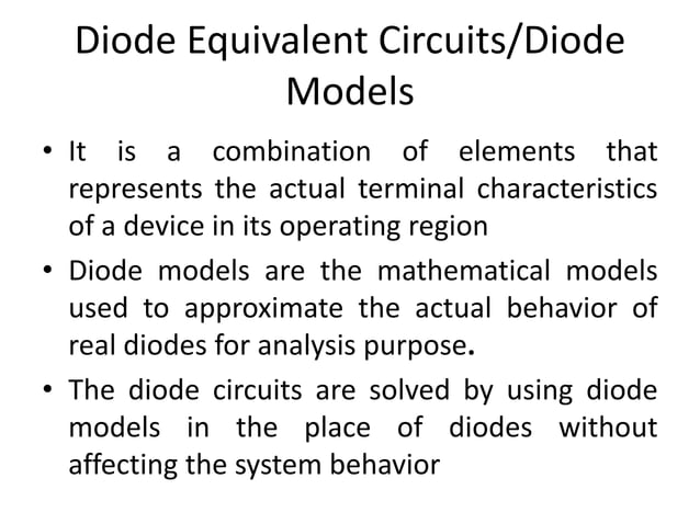 Diode Equivalent Circuits.ppt | Physics | Science