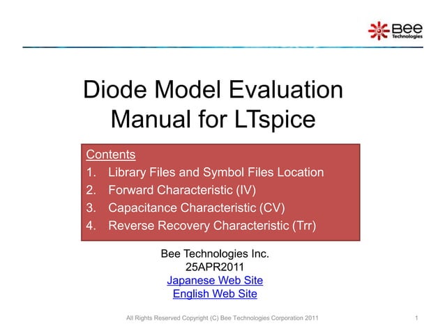 Diode Model Evalation Manual for LTspice | PPT