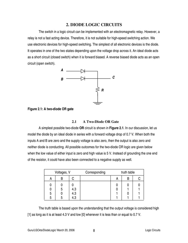 Diode logic crkts | PDF | Physics | Science