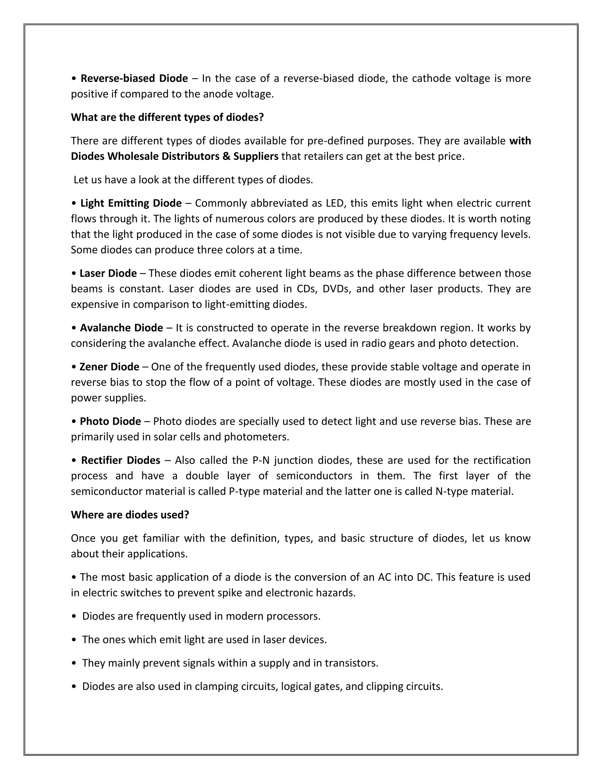 Diodes - Definition, Function, Types, and Uses.pdf | Home Appliances ...