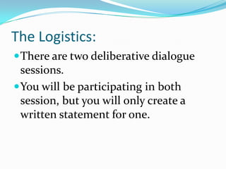 Deliberative Dialogue Assignment | PPTX