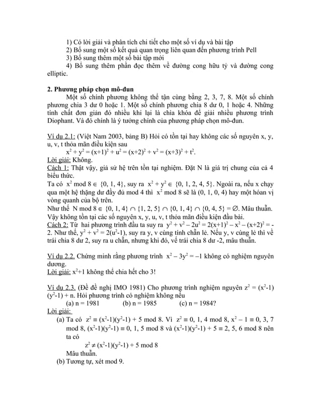 Diophantine equations Phương trình diophant | DOC