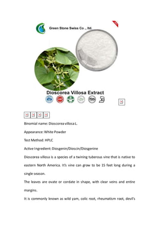 Dioscorea villosa extract benefits, suppliers, review, sales