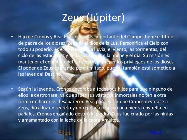 Zeus Hijo De Crono Y Rea Es El Padre De Los Dioses Y