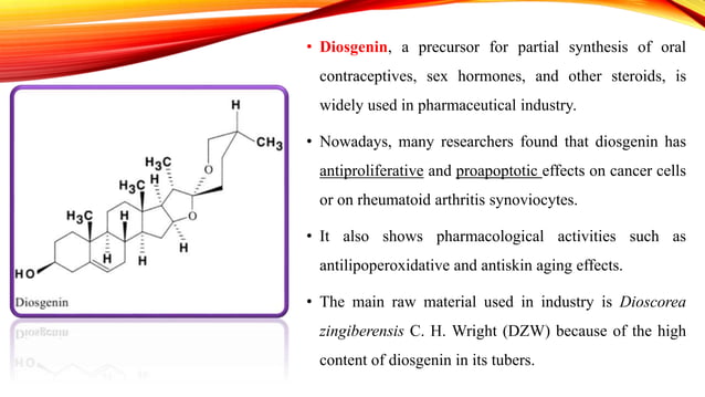 Industrial production of Diosgenin, digoxin and podophyllotoxin | PPTX ...